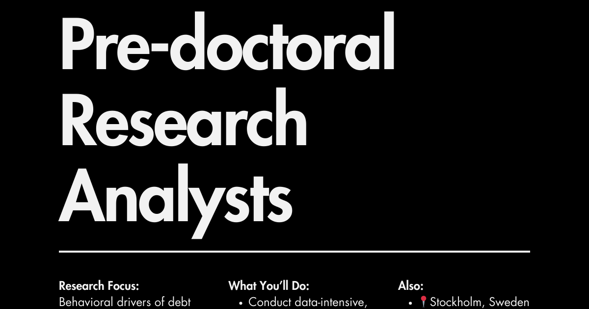 Research Analyst Positions in Financial Economics - hhs.se - Stockholm ...