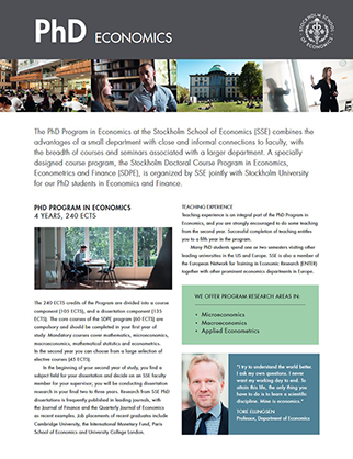 PhD Program in Economics - Stockholm School of Economics